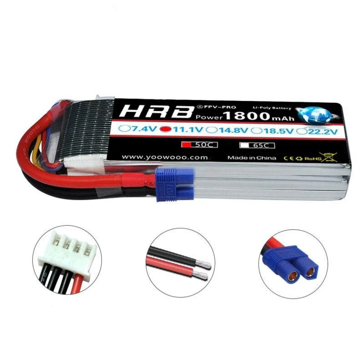 HRB Lipo аккумулятор 2S 3S 4S 5S 6S 1300–2600mAh EC3 7.4–22.2V для RC ...